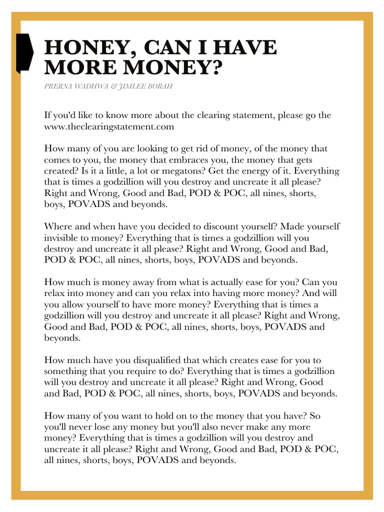 Honey, Can I Have More Money | PDF