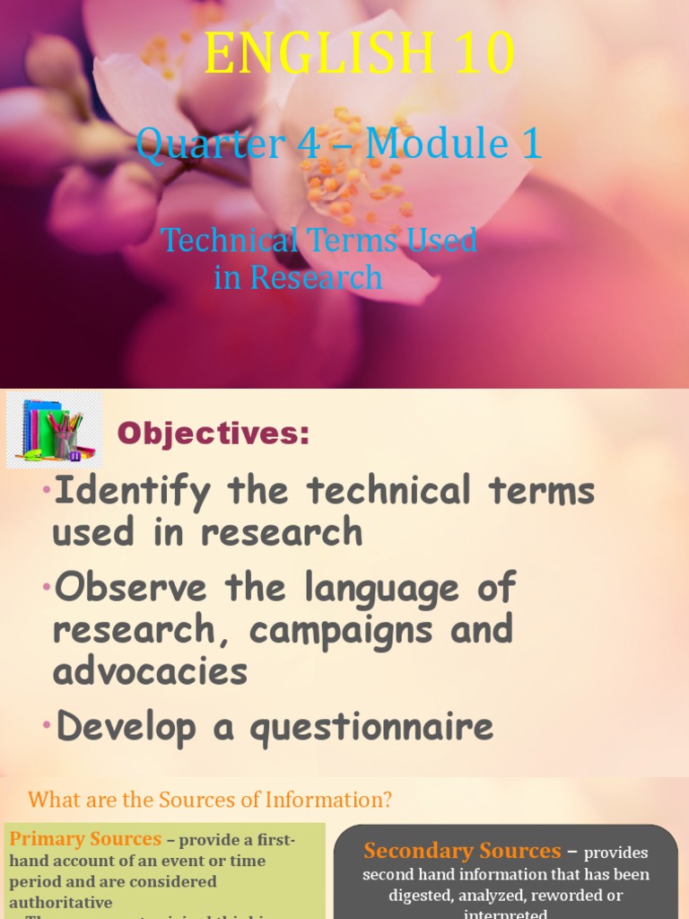 Q4 - M1 Technical Terms in Research | PDF