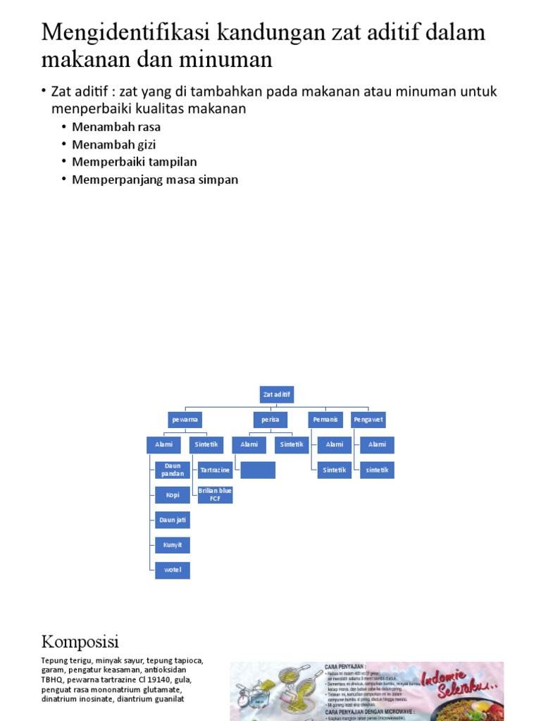 Mengidentifikasi kandungan zat aditif dalam makanan dan minuman | PDF