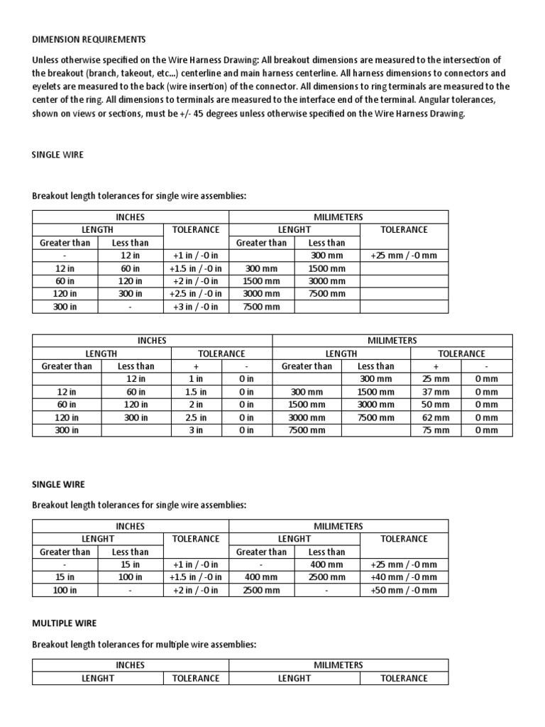 Harness Tolerances | PDF | Engineering Tolerance | Electronics