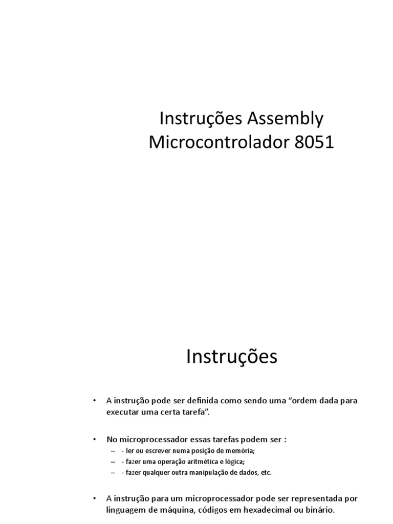 Aula Microcontroladores 8 Instruções | PDF | Linguagem Assembly ...