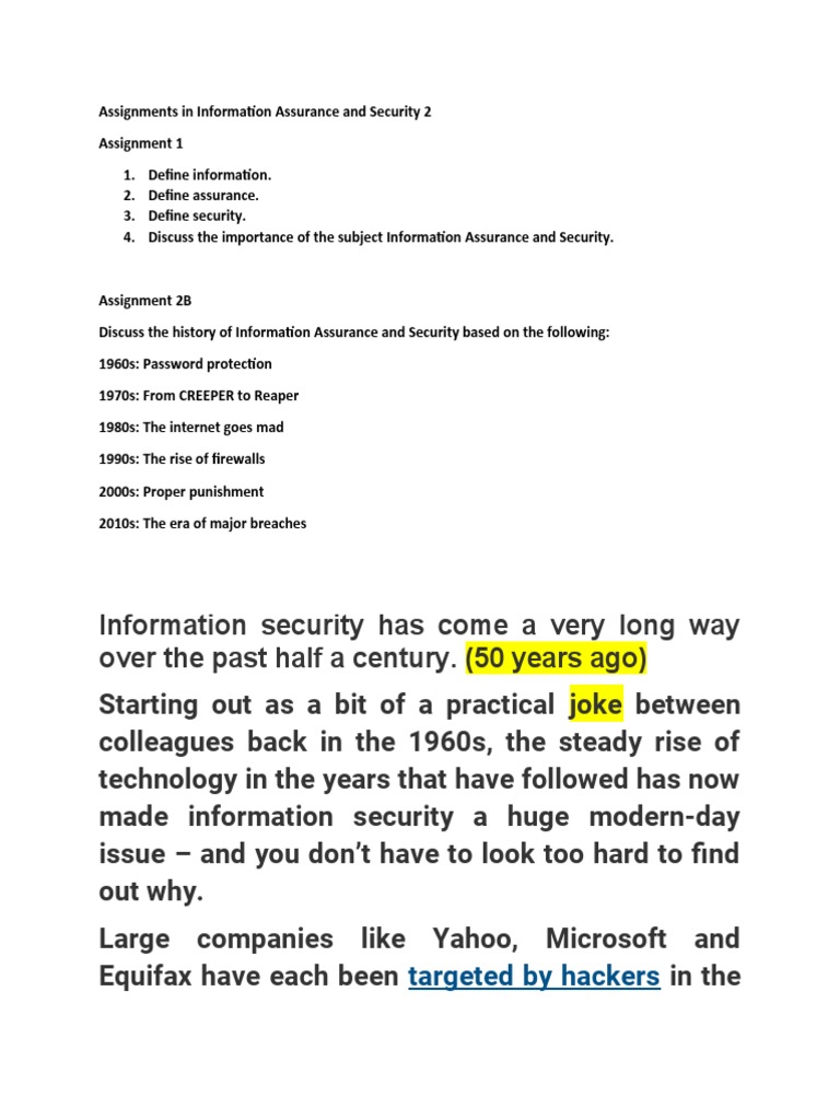 Assignments in Information Assurance and Security 2 | PDF