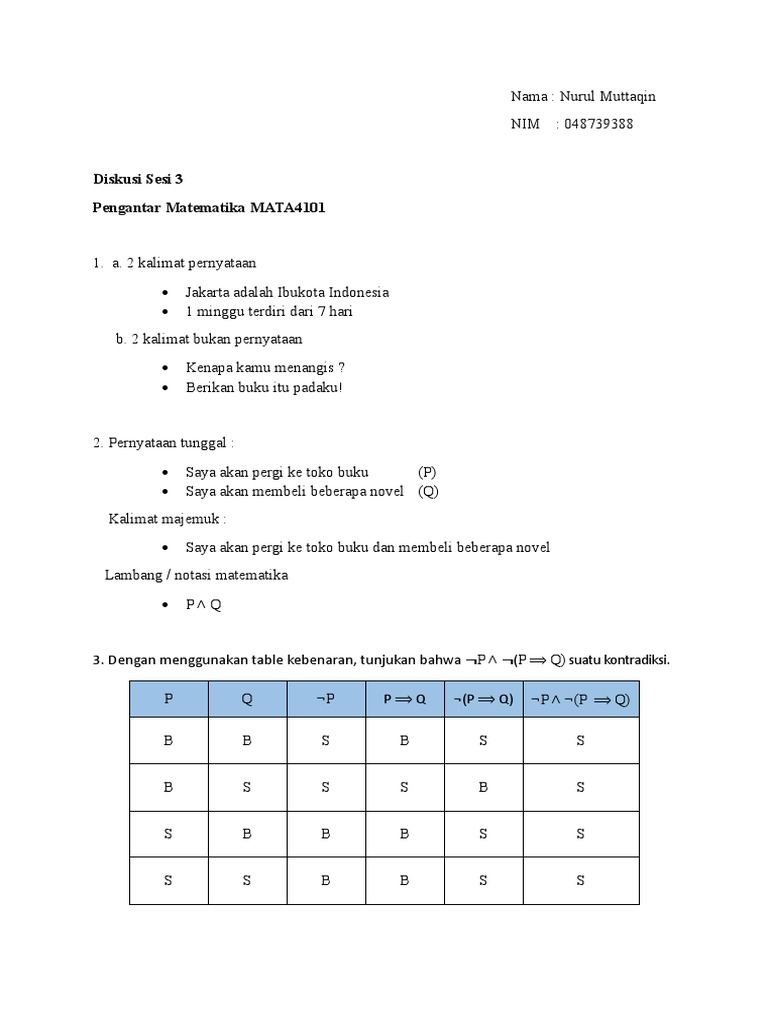 Pengantar Matematika: Pernyataan dan Logika | PDF