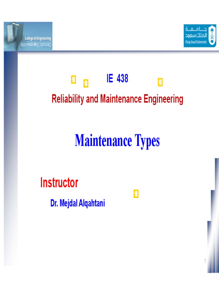 Class 02 - Types of Maintenance updated 1 ل | PDF | Mechanical Engineering | Applied And ...