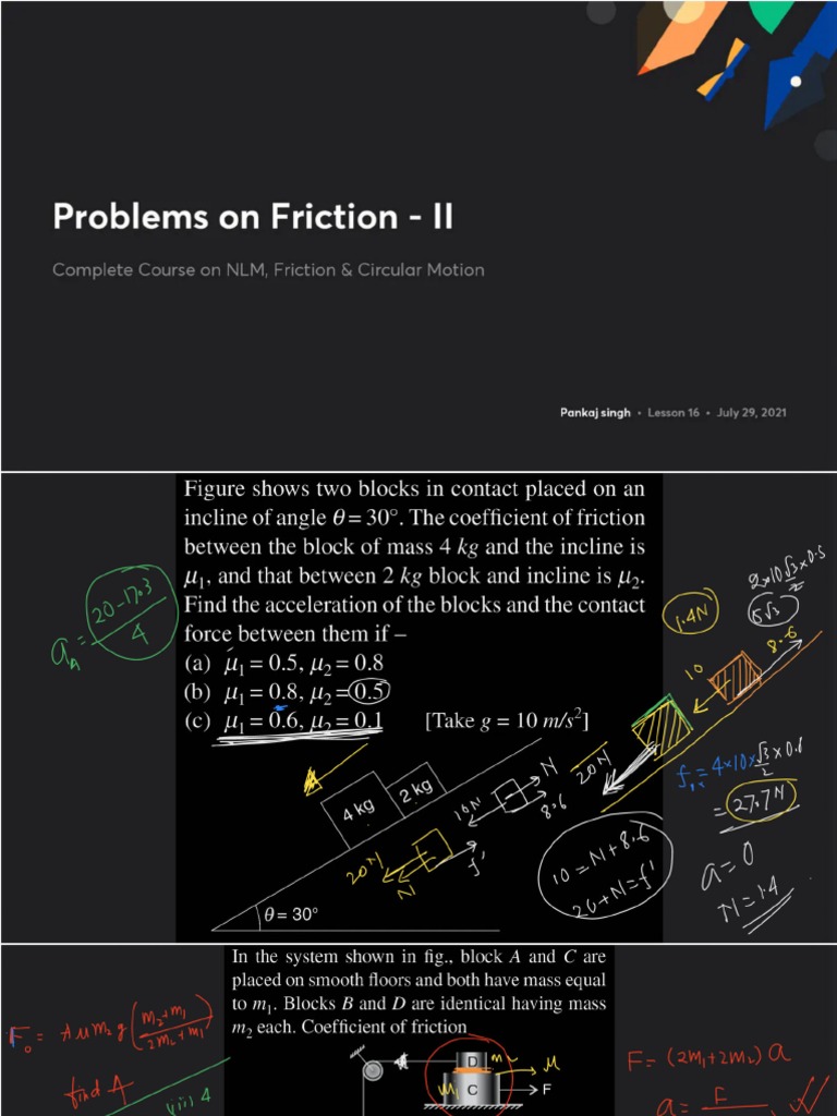 Problems On Friction II With Anno | PDF