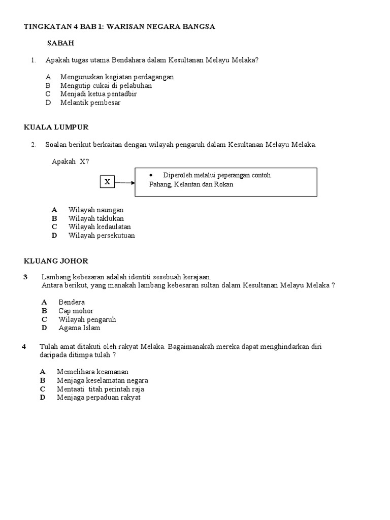Objektif Tingkatan 4 Bab 1 | PDF