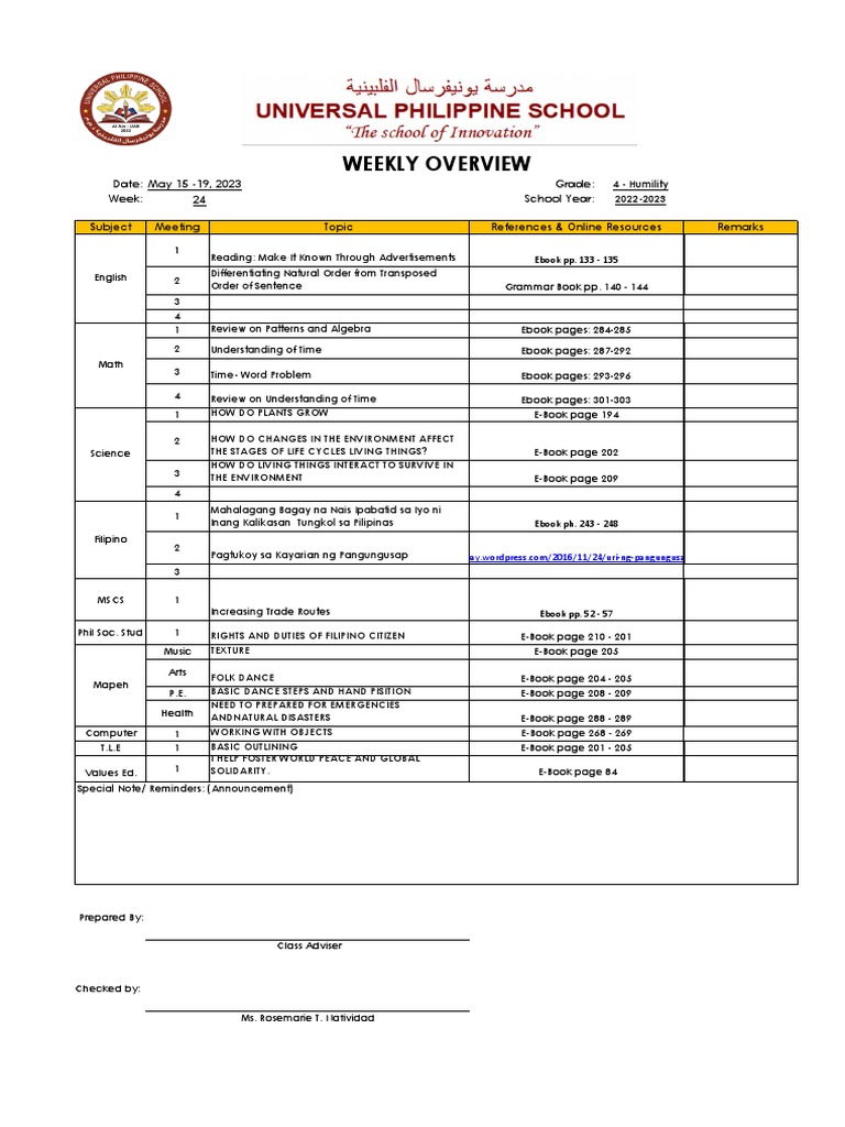 Grade 4 OV Week 24 | PDF