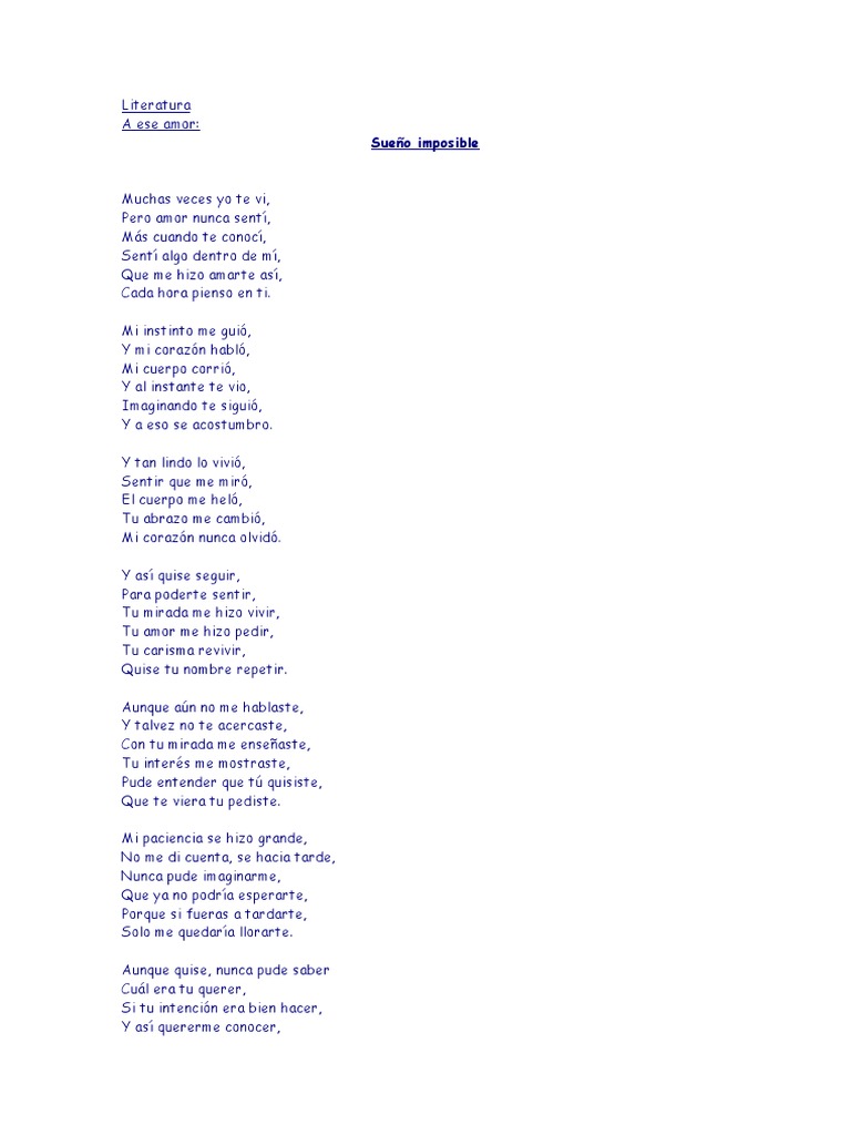 Poema: Sueño Imposible | PDF