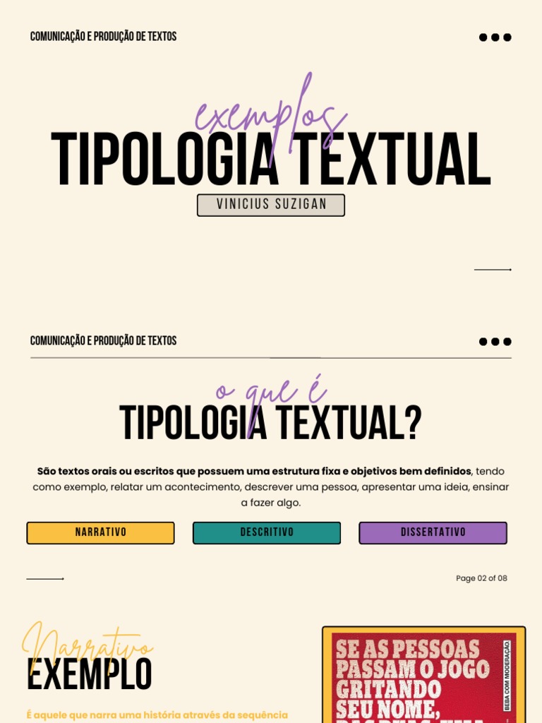 Exemplos de Tipologia Textual 2 | PDF | Discurso | Narrativa