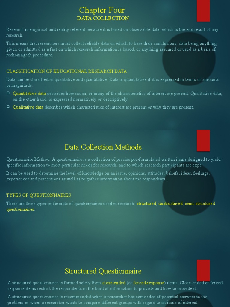 Chapter Four Data Collection | PDF | Data | Questionnaire