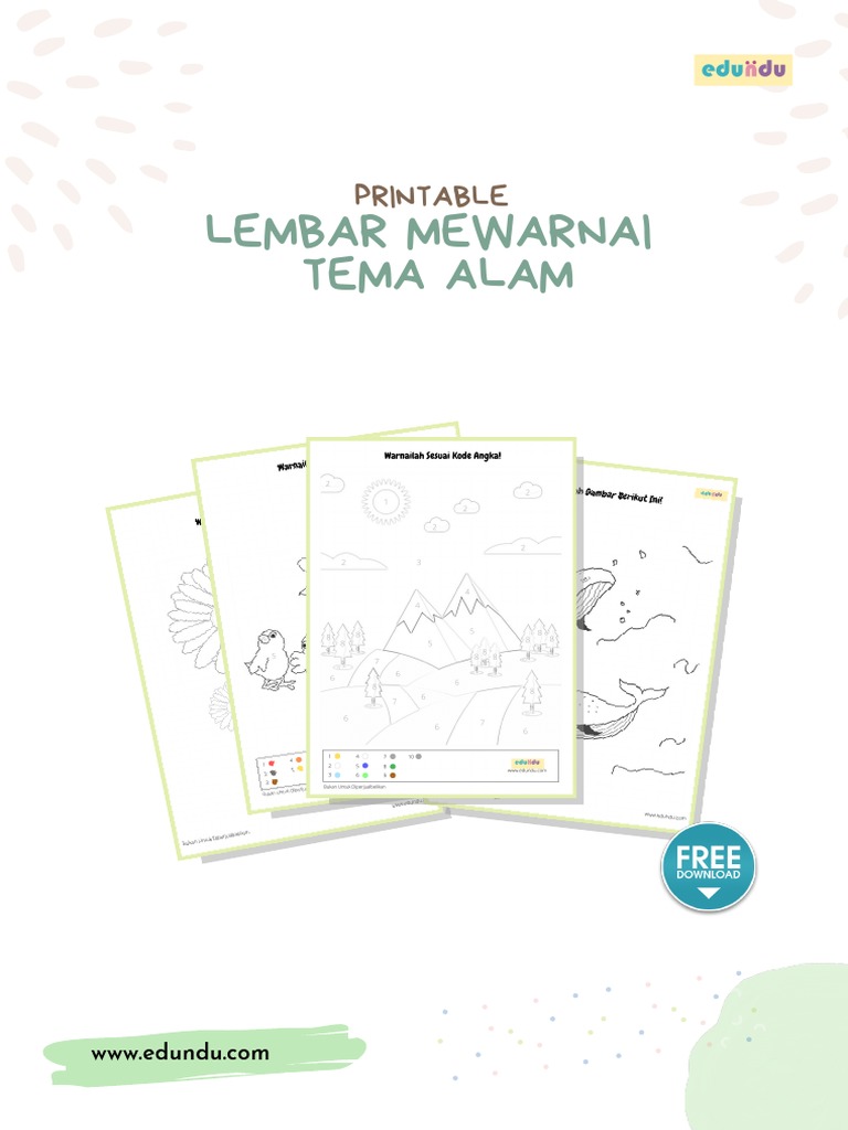 Lembar Mewarnai Tema Alam Printable Gratis Edundu | PDF