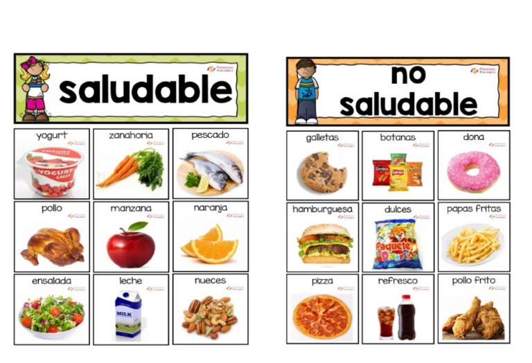 Alimentos Saludables y No Saludables | PDF