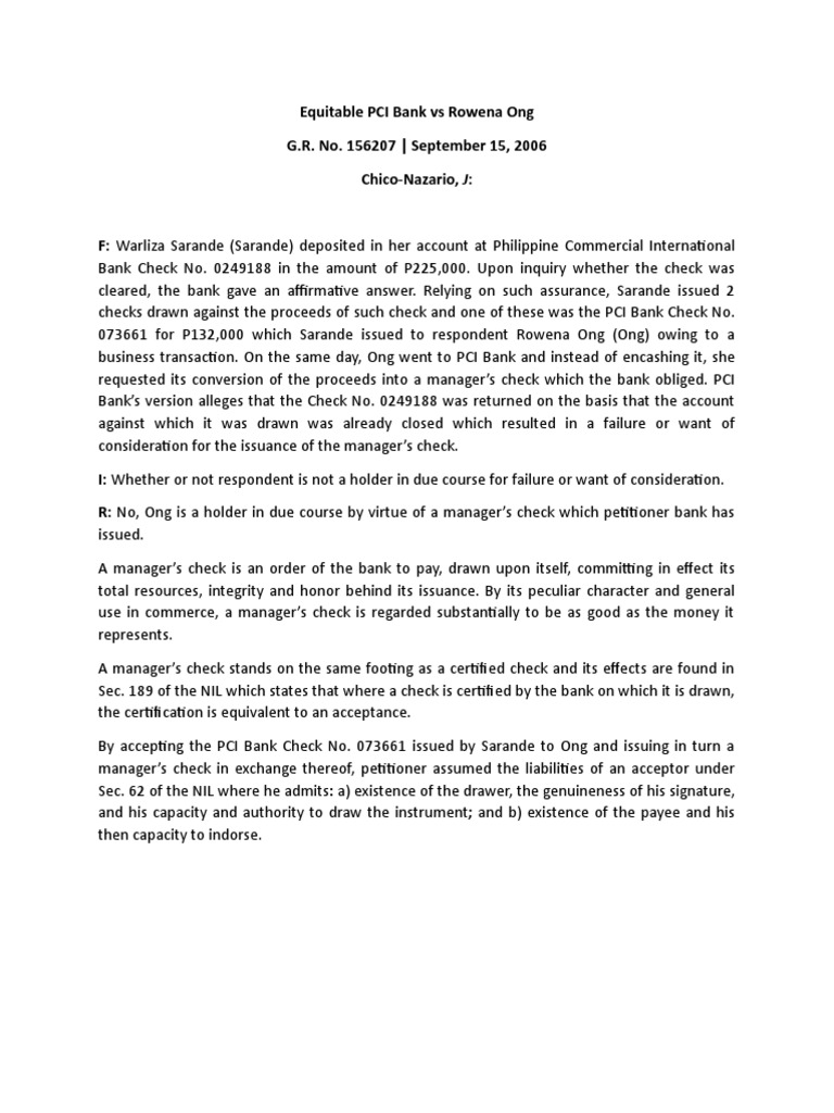 Equitable PCI Bank Vs Rowena Ong | PDF