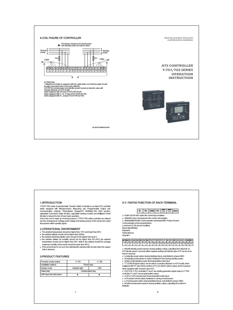 ATS Controller Y-701/Y-702 Manual | PDF