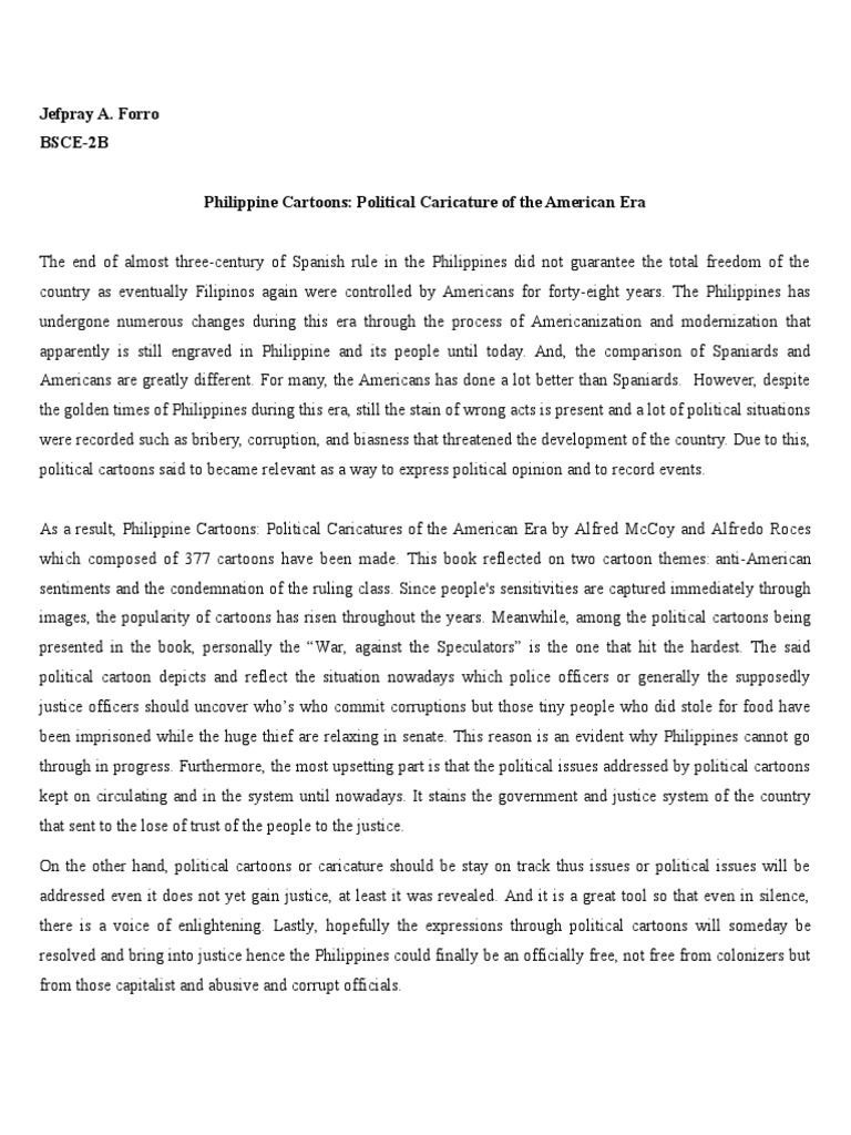 Philippine Cartoons Political Caricature of The American Era | PDF