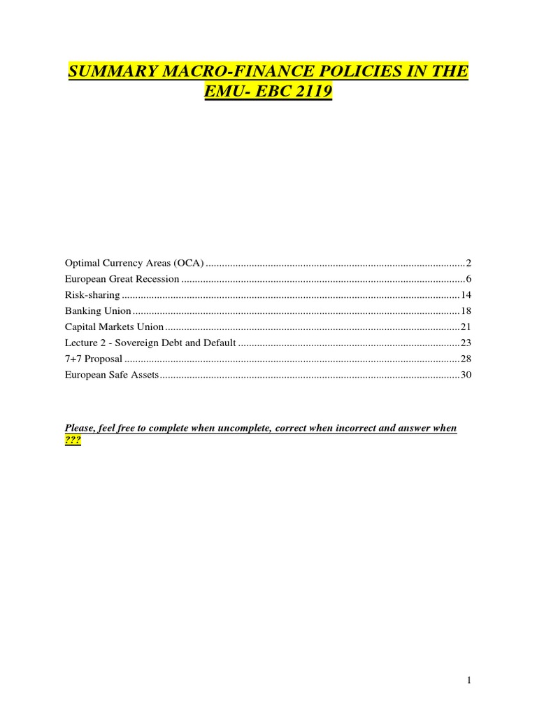 Macro-Finance Policies in the EMU: Navigating Asymmetric Shocks and ...