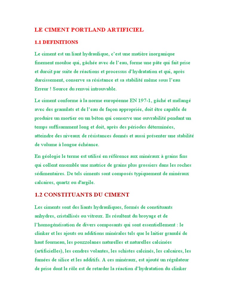 Cours LE CIMENT | PDF | Ciment | Composés chimiques