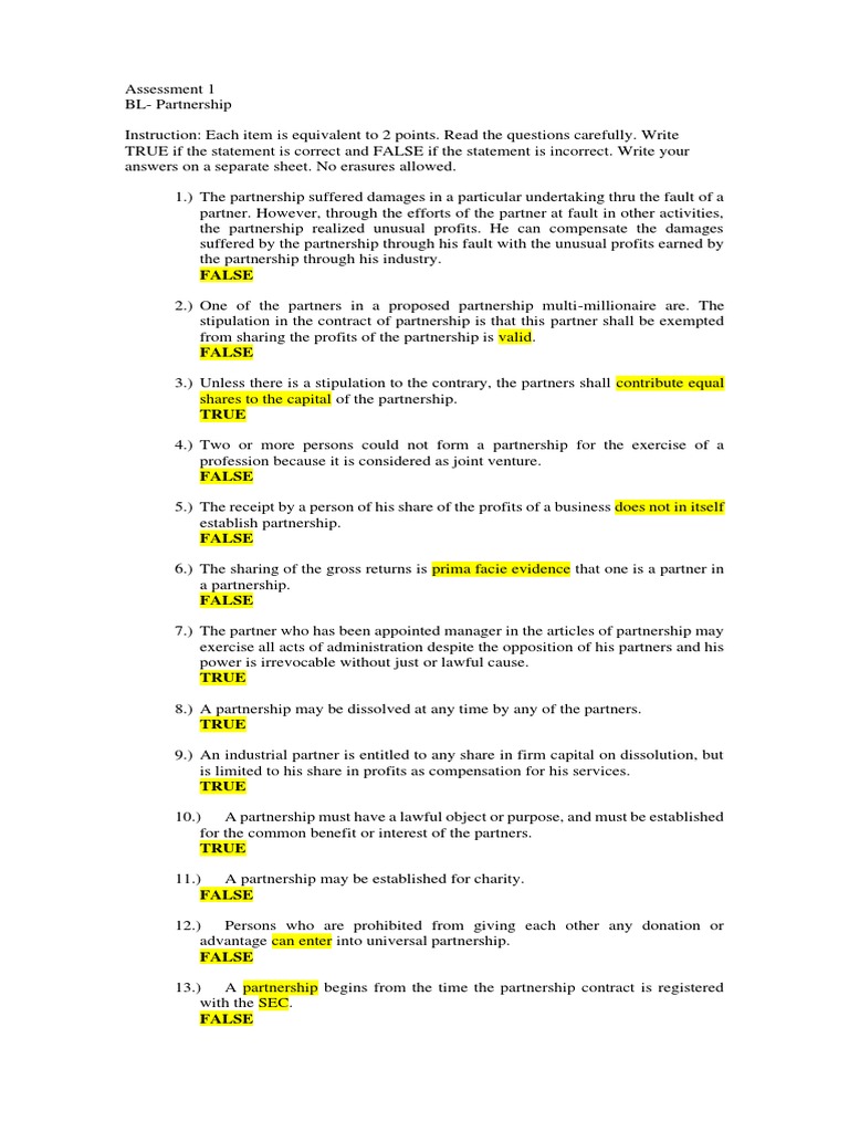 Bus - Law PAA Compilation | PDF | Corporations | Partnership