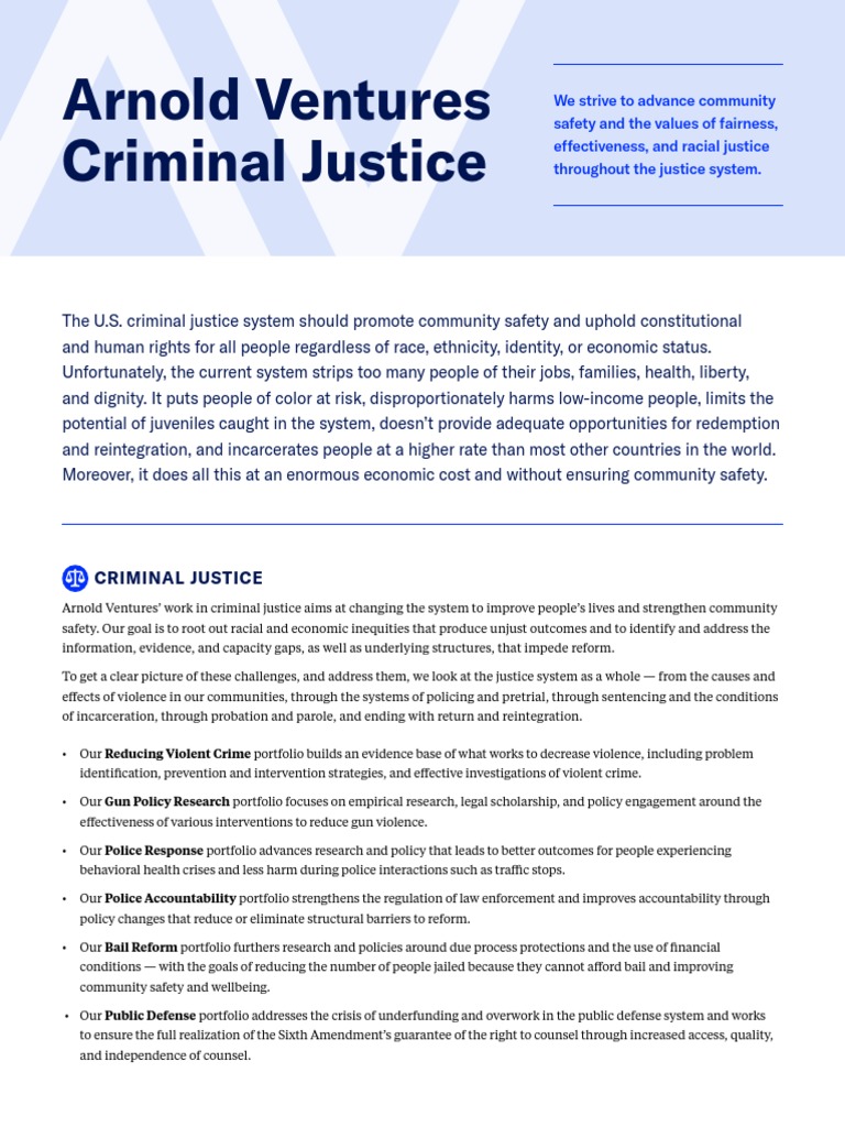 AV Criminal Justice One Pager v3 | PDF | Violence | Incarceration In ...