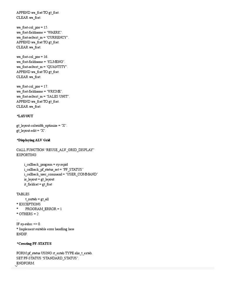 SAP ALV Practical 7 - Tech Azmaan-6 | PDF