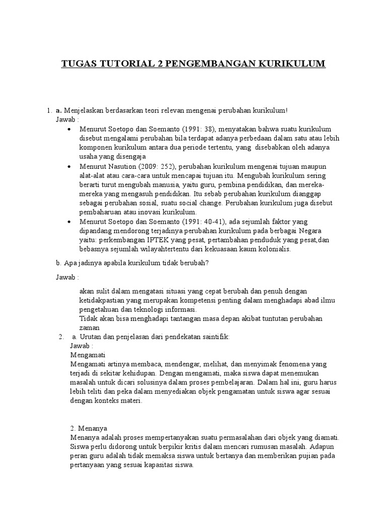 Tugas Tutorial 2 Pengembangan Kurikulum | PDF