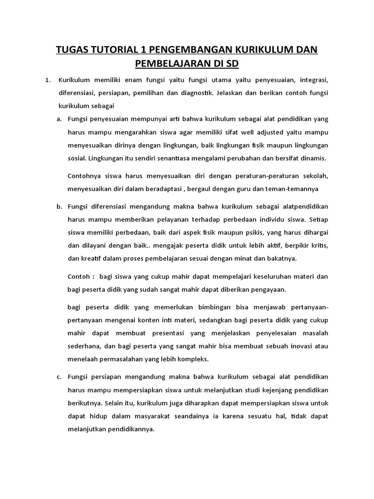 Tugas Tutorial 1 Pengembangan Kurikulum | PDF