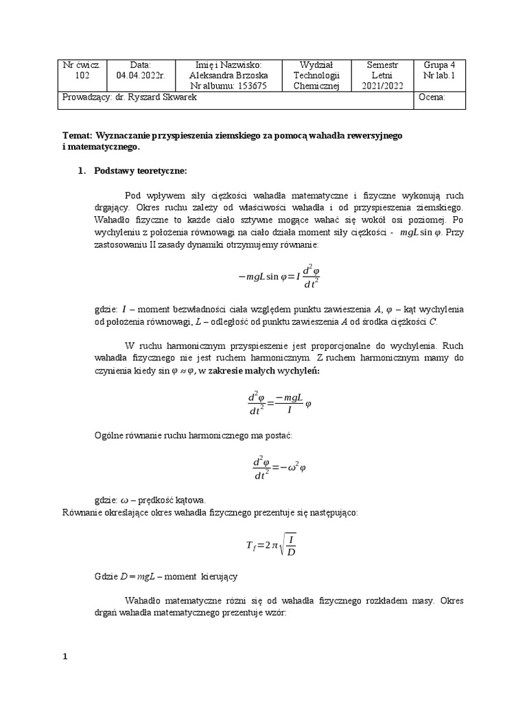 102 Sprawozdanie | PDF