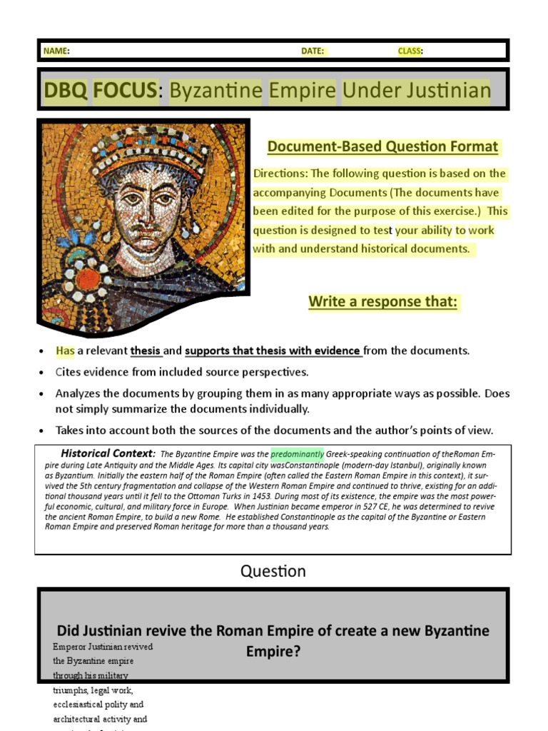 Kemijah Harris - Byzantine - Empire - Under - Justinian - DBQ - Student ...