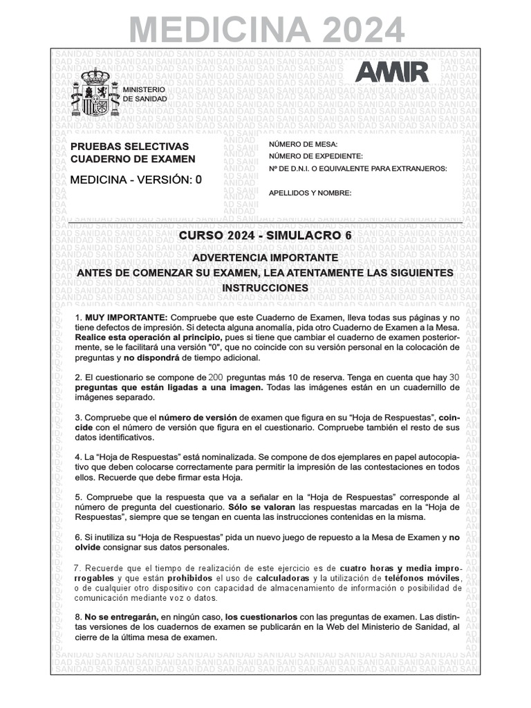 Simulacro 6 Mir 2024 | PDF