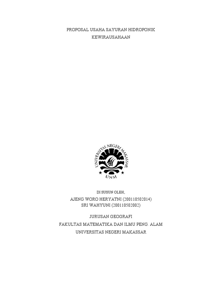 Proposal Usaha Sayuran Hidroponik | PDF