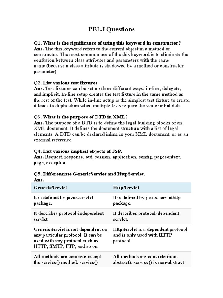 PBLJ Questions | PDF | Constructor (Object Oriented Programming) | Programming