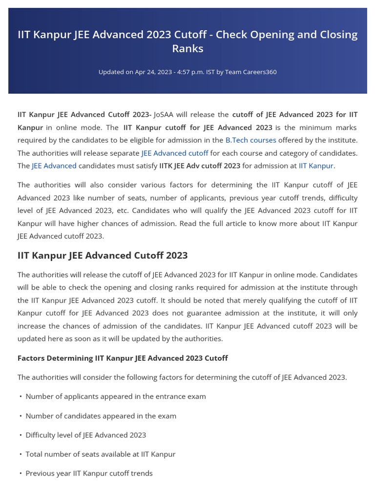 Iit Kanpur Cutoff Pdf Engineering Biological Engineering