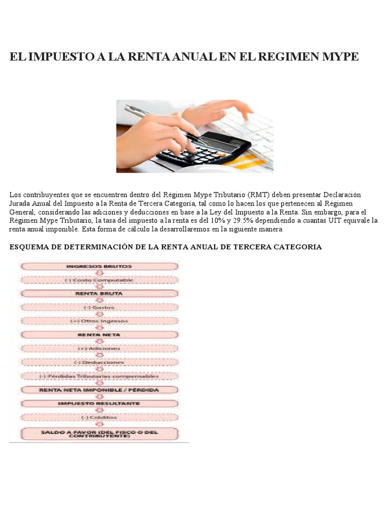 El Impuesto A La Renta Anual en El Regimen Mype | PDF | Impuesto sobre ...