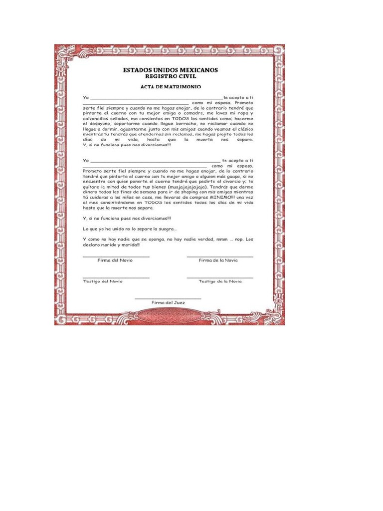 Acta de Matrimonio Editable | PDF