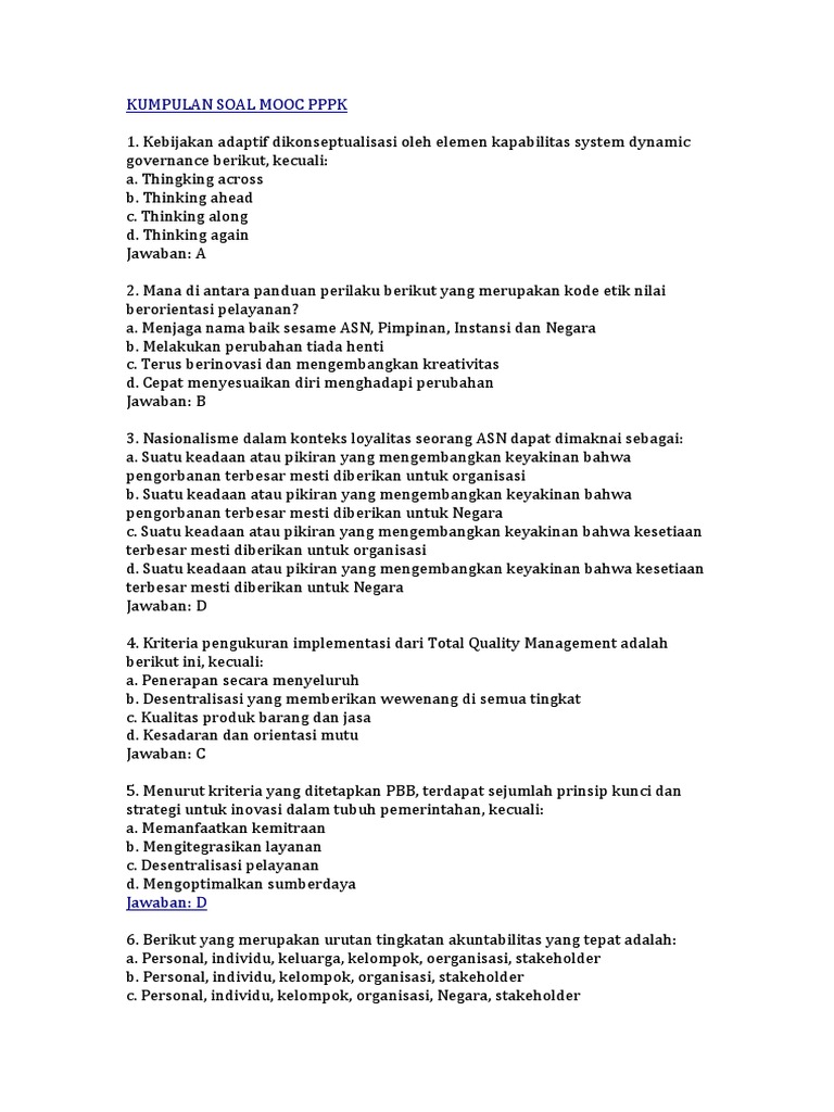 Kumpulan Soal Mooc PPPK | PDF