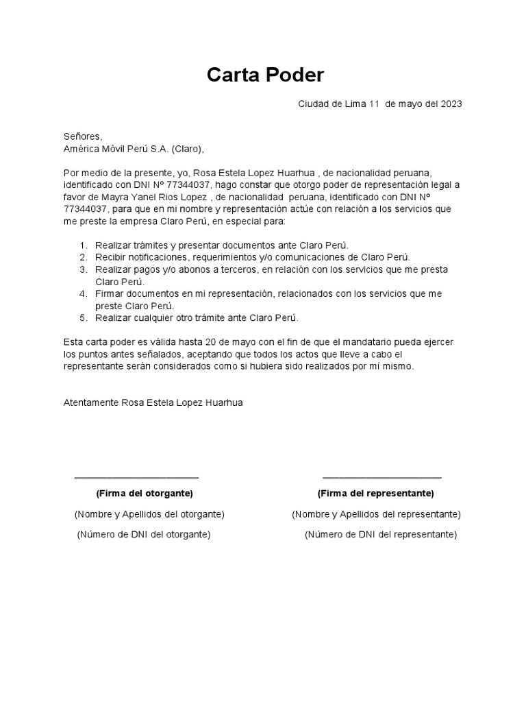 Carta Poder para Claro | PDF
