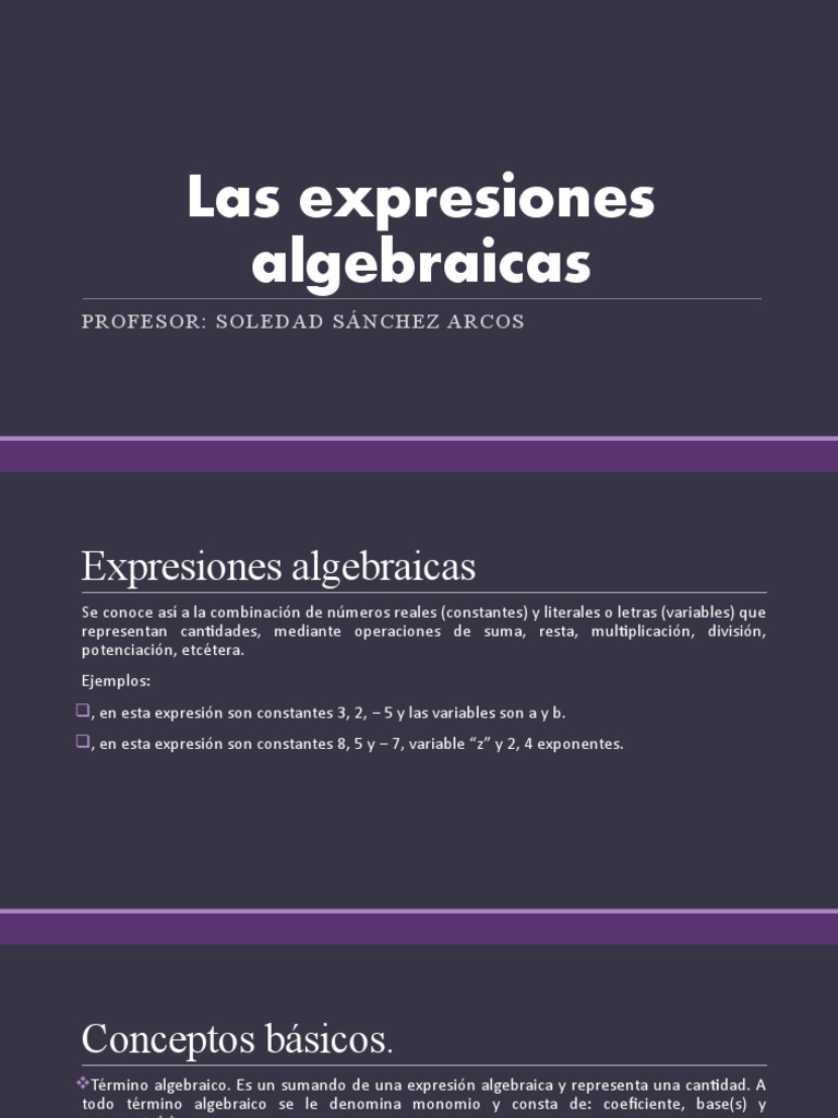 Las Expresiones Algebraicas | PDF