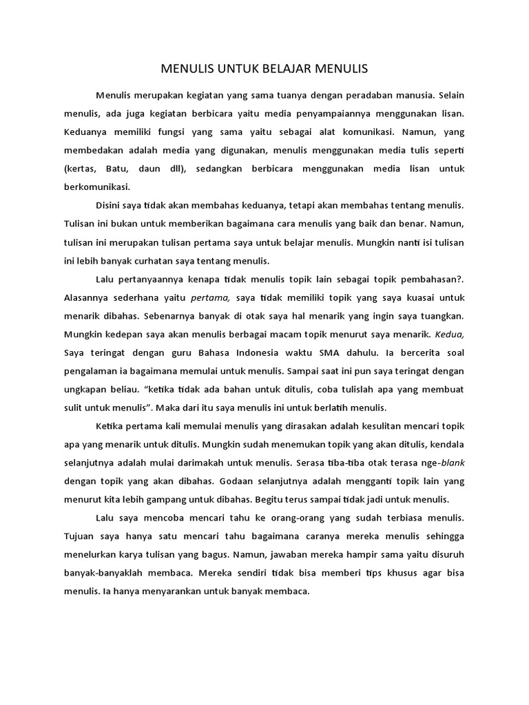 Menulis Belajar Menulis Pdf
