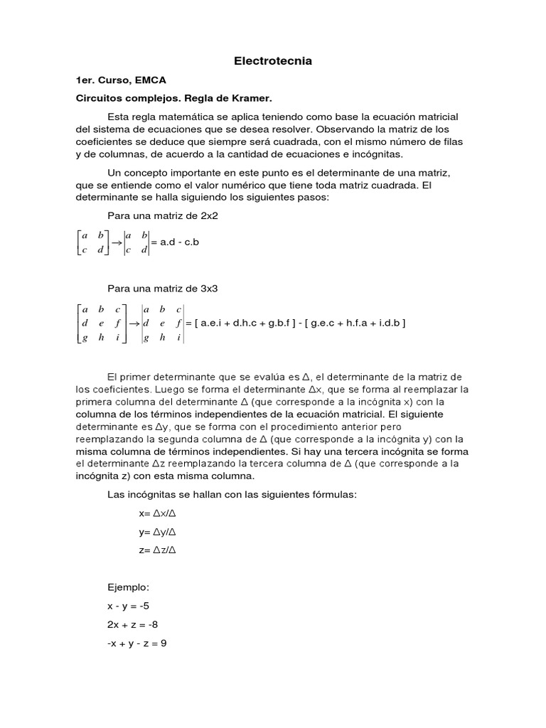Regla de Cramer en Circuitos | PDF