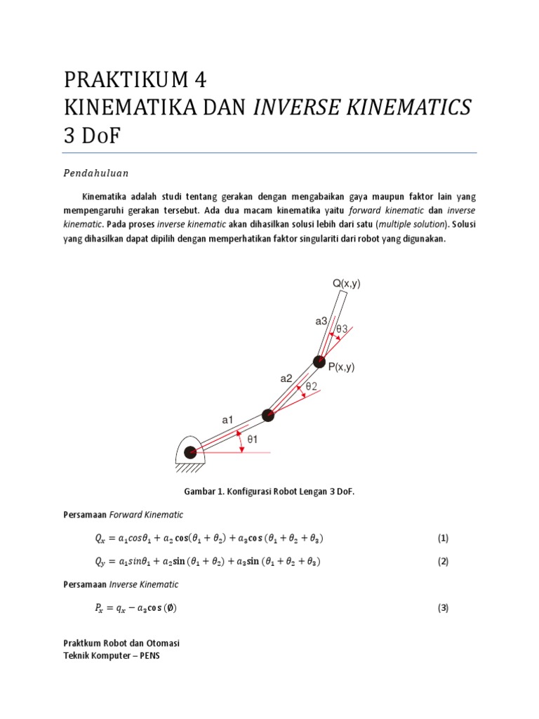 Prak Robot Dan Otomasi 4 Kinematika Dan Inverse Kinematika 3 DoF | PDF