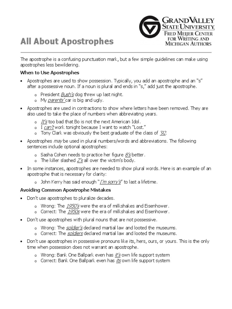 A Guide to Apostrophe Grammar: When and How to Use Apostrophes for ...