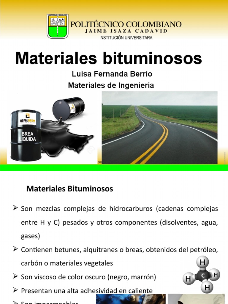 Unidad 7-4 Materiales Bituminosos | PDF | Materiales | Ciencias fisicas