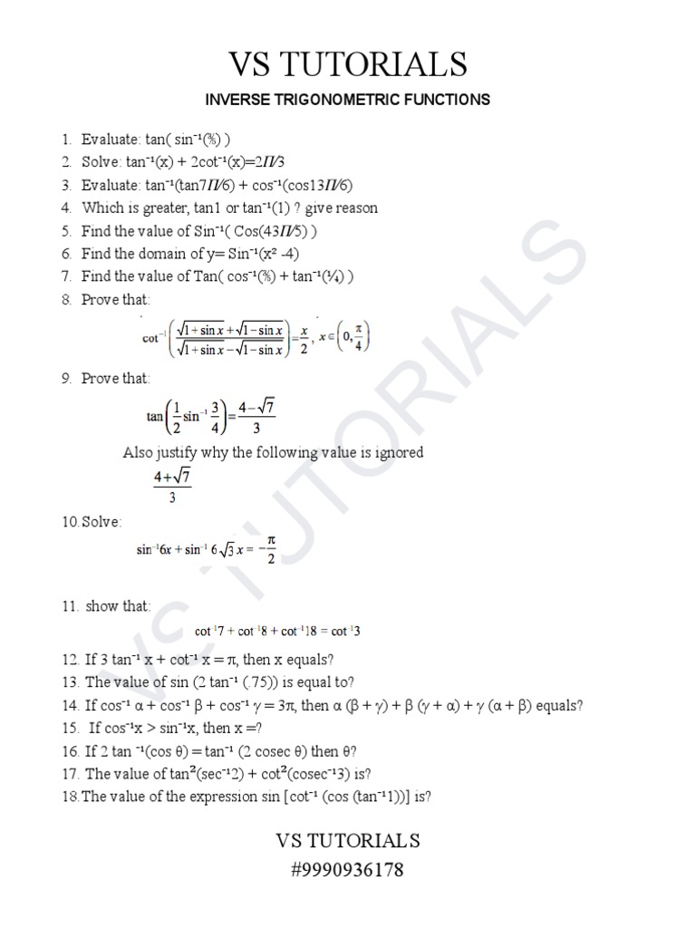 Inverse Trigonometric Functions-1 | PDF