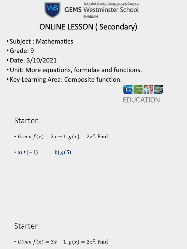 Grade 9 - Composite Functions | PDF | Behavior Modification | Learning