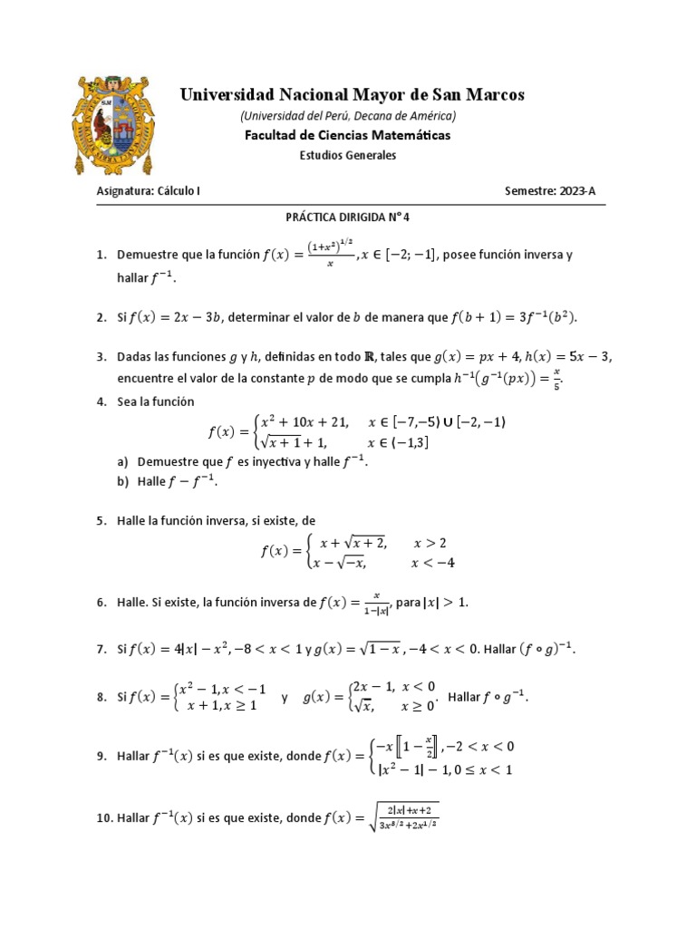 Práctica_dirigida_4-1- | PDF | Función (Matemáticas) | Conceptos matemáticos
