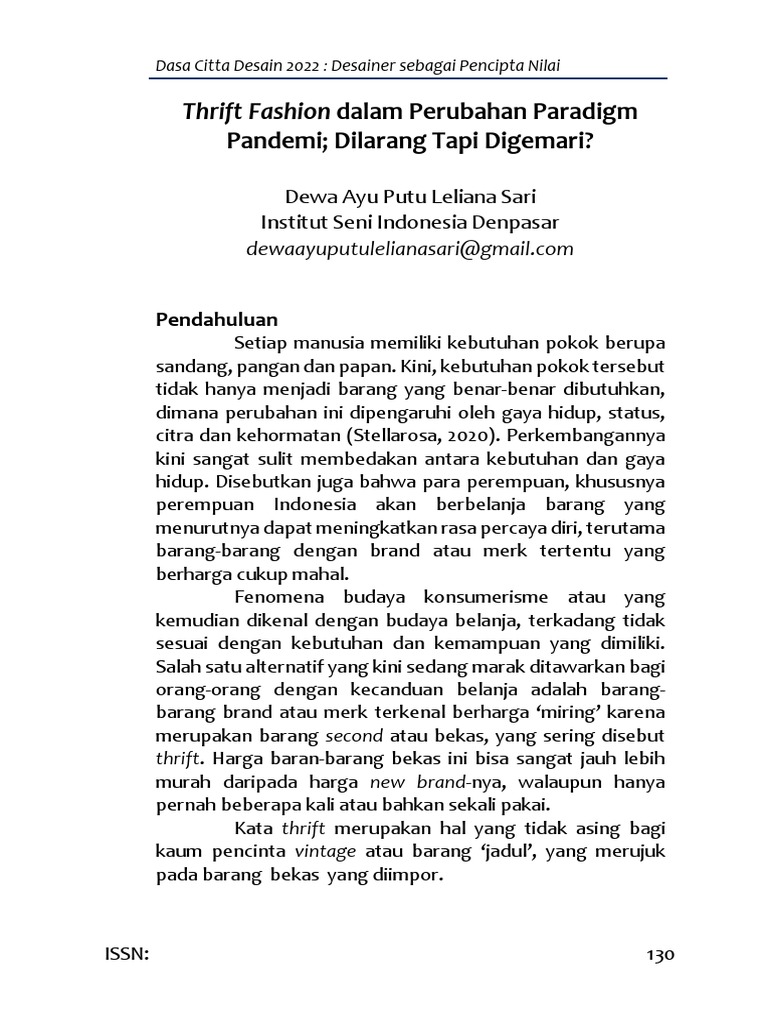 Thrift Fashion Dalam Perubahan Paradigm | PDF