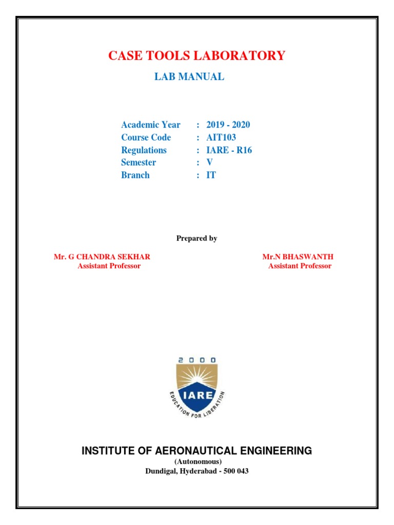 Iare Case Tools Laboratory Lab Manual | PDF | Conceptual Model | Engineering