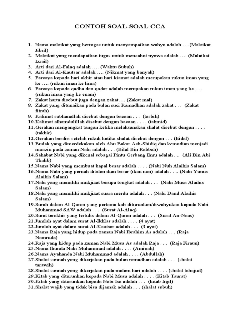 Contoh Soal Cca | PDF