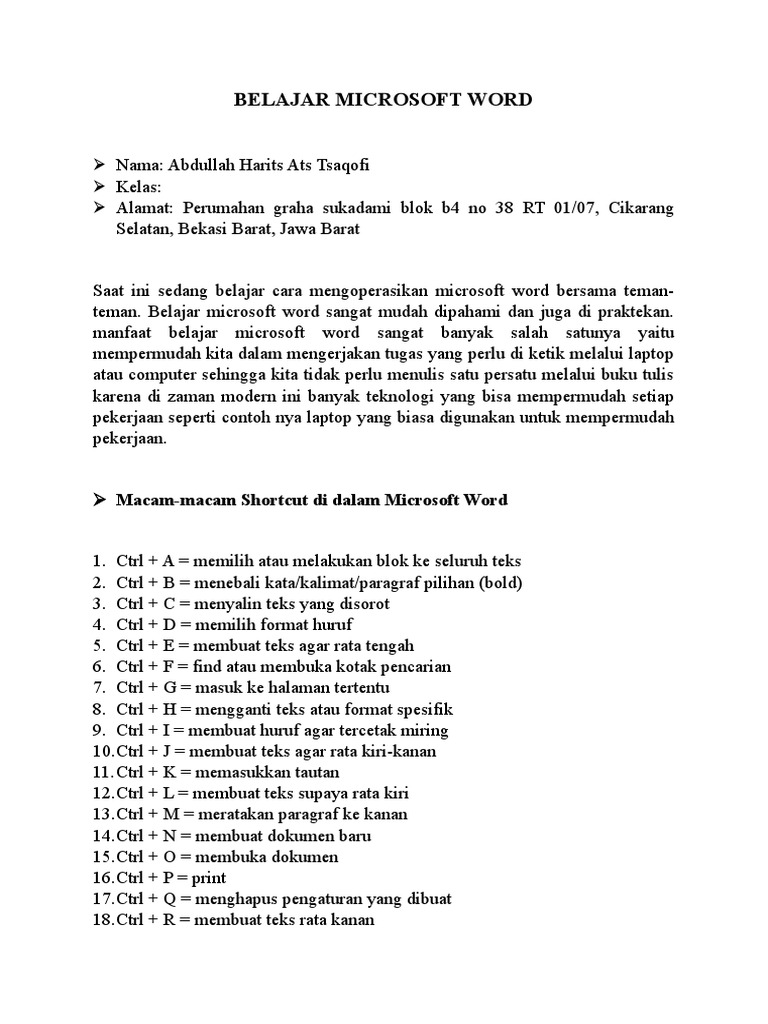 BELAJAR MICROSOFT WORD | PDF