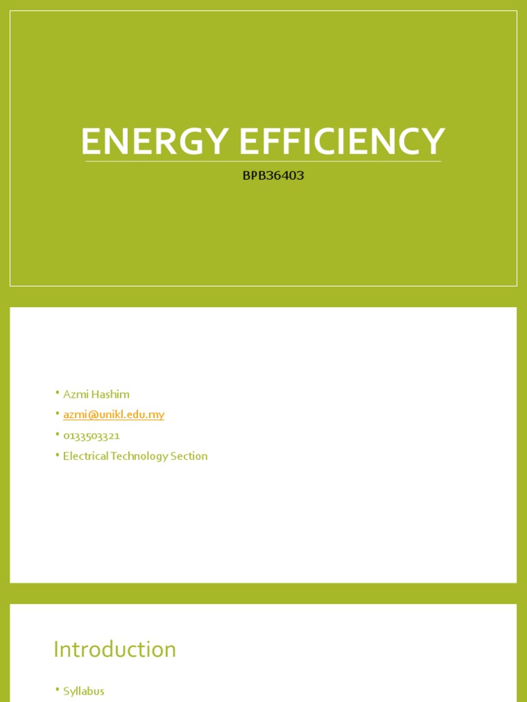 ENERGY EFFICIENCY Introduction | PDF | Efficiency | Renewable Energy